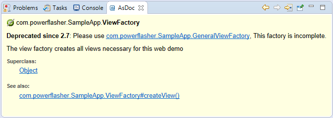 FDT – The Eclipse Plugin for Actionscript, Flash, Flex, MXML, HaXe, NextGen AS – IDE AS3 » AsDoc ...